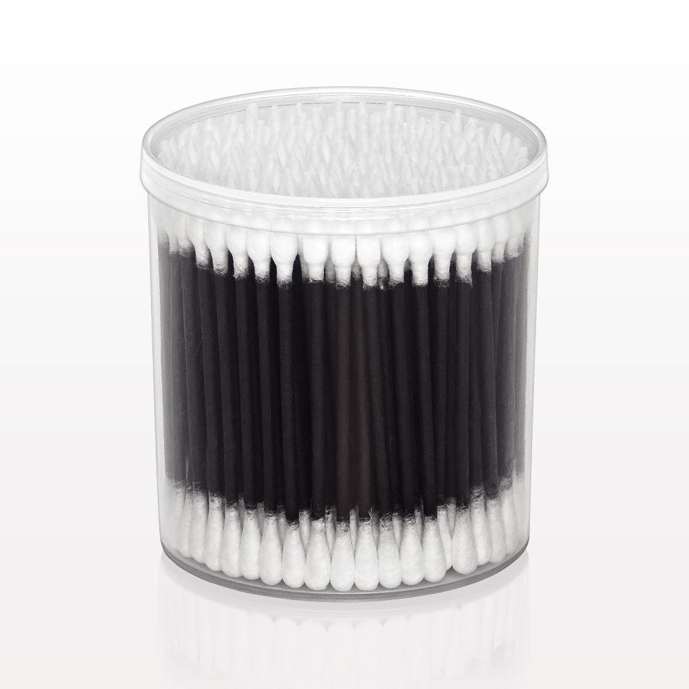White Point/Round Tip Swab with Black Paper Handle in Cylinder Container